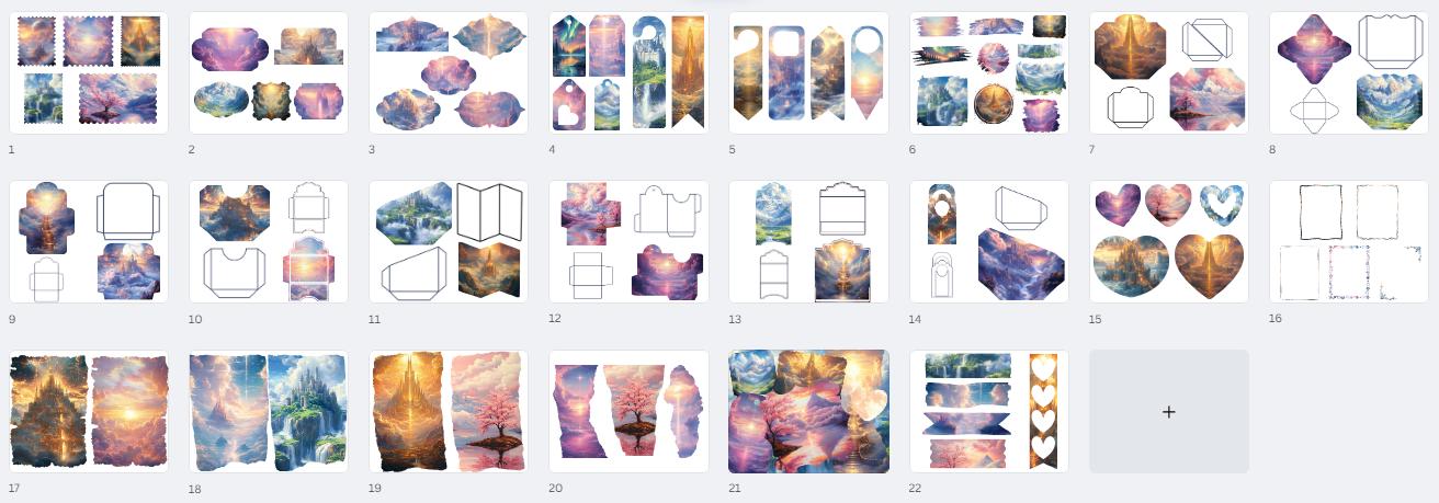 Printable Fantasy Clouds Junk Journal, Cloudy Sky Background, Sky ...