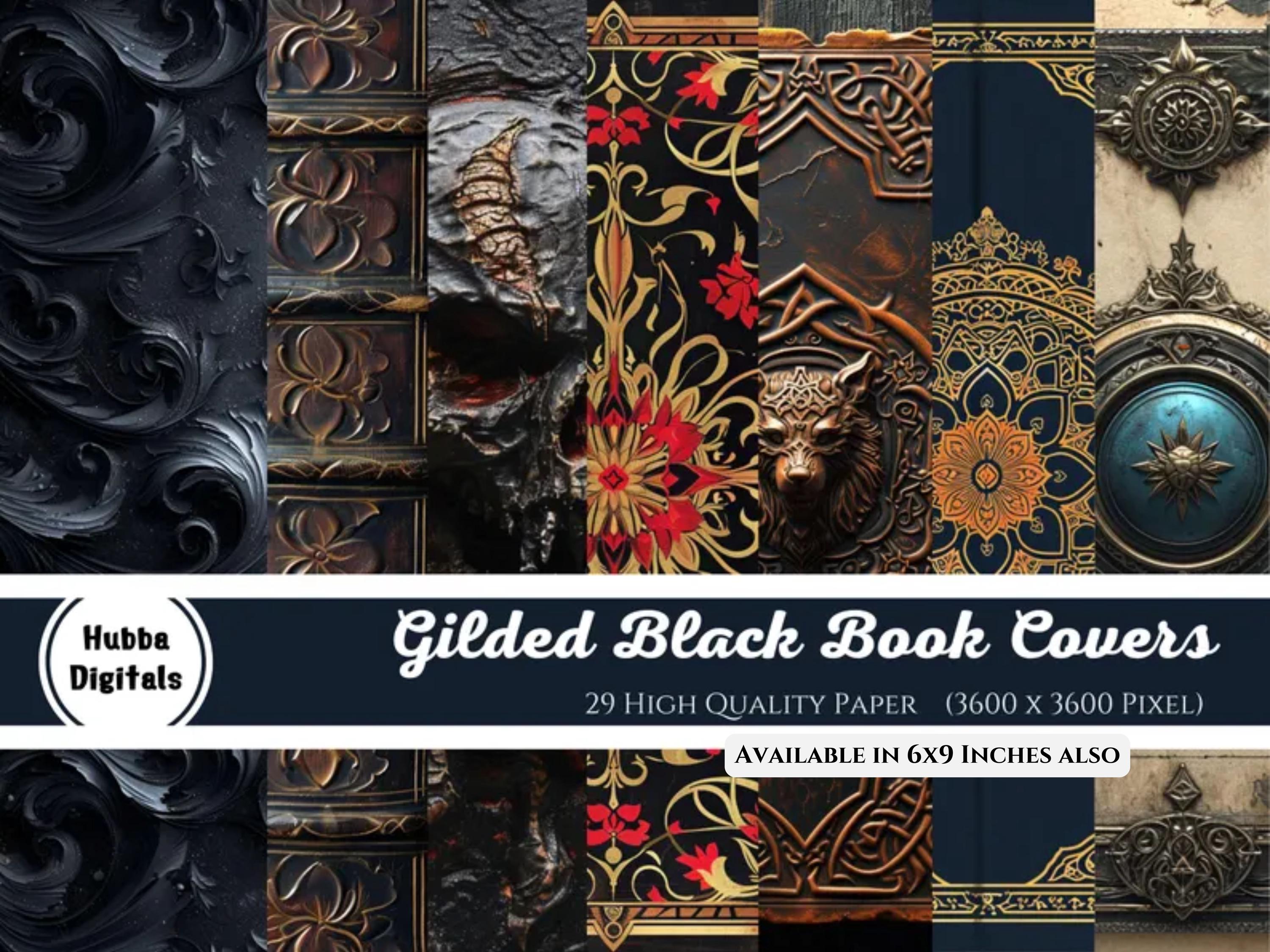 Gilded Black Book Covers, Instant Download Digital Sheets for ...