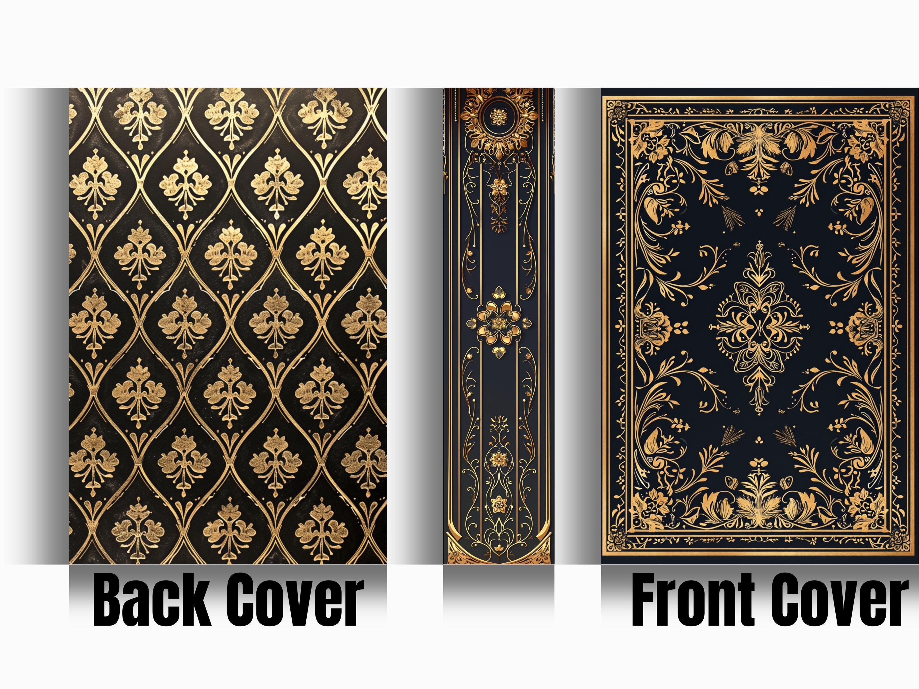 Printable Gilded Book Covers, Black Leather Book Covers, 15 Vintage ...