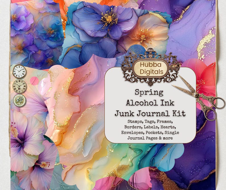 Spring Alcohol Ink Junk Journal Kit, Pastel Alcohol Ink Flowers ...