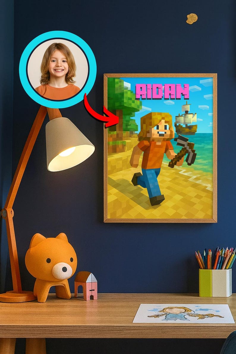 Custom Pixelated Block|style Portrait, Personalized Gamer Gift ...