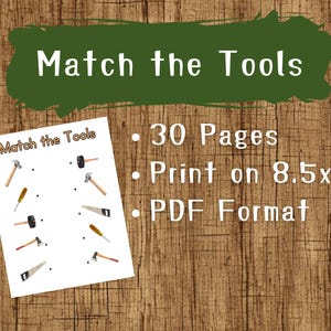 Printable Matching Worksheets, Match the Tools, Kindergarten Preschool ...