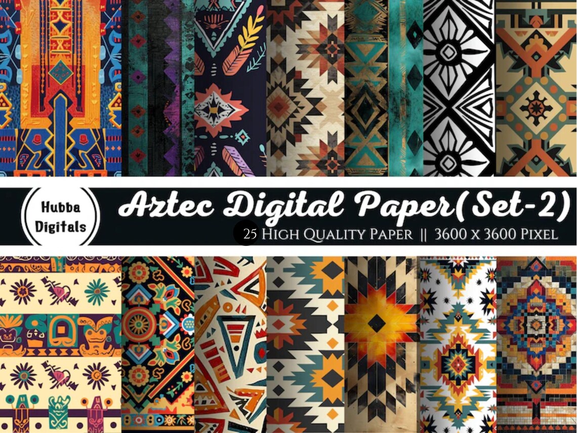 Aztec Digital Paper, 25 Aztec Seamless Pattern, Native Americans ...