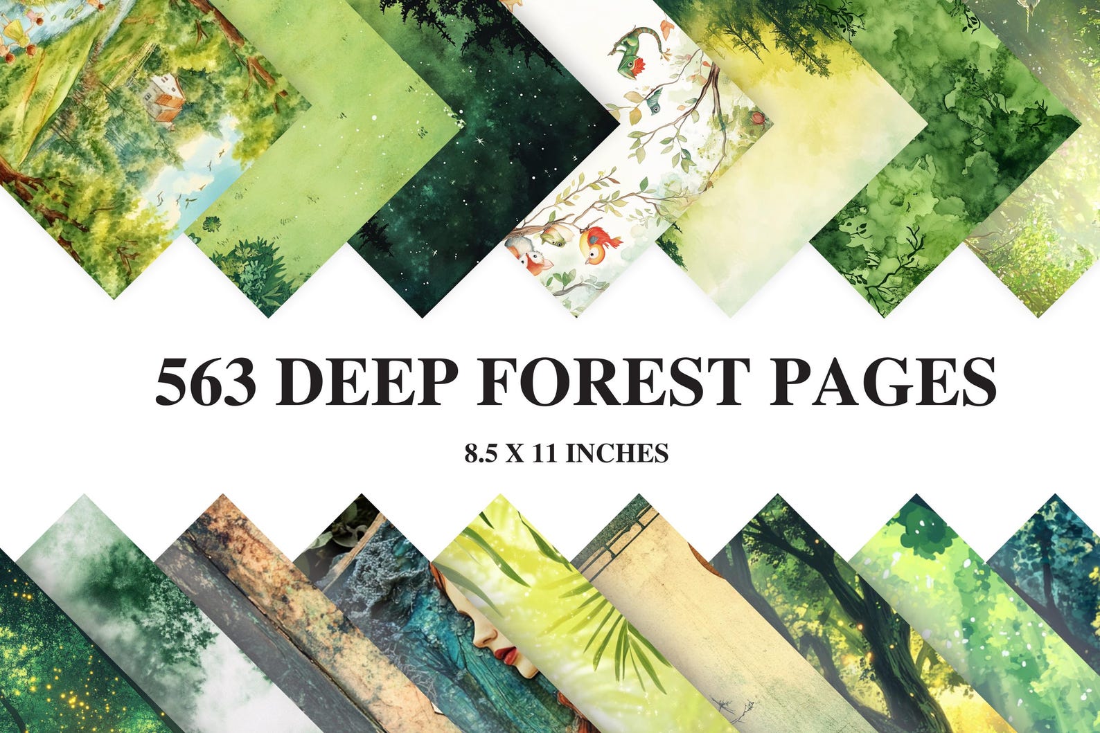 Deep Forest Pages for Scrapbook, Junk Journal Kit, Printable Images ...