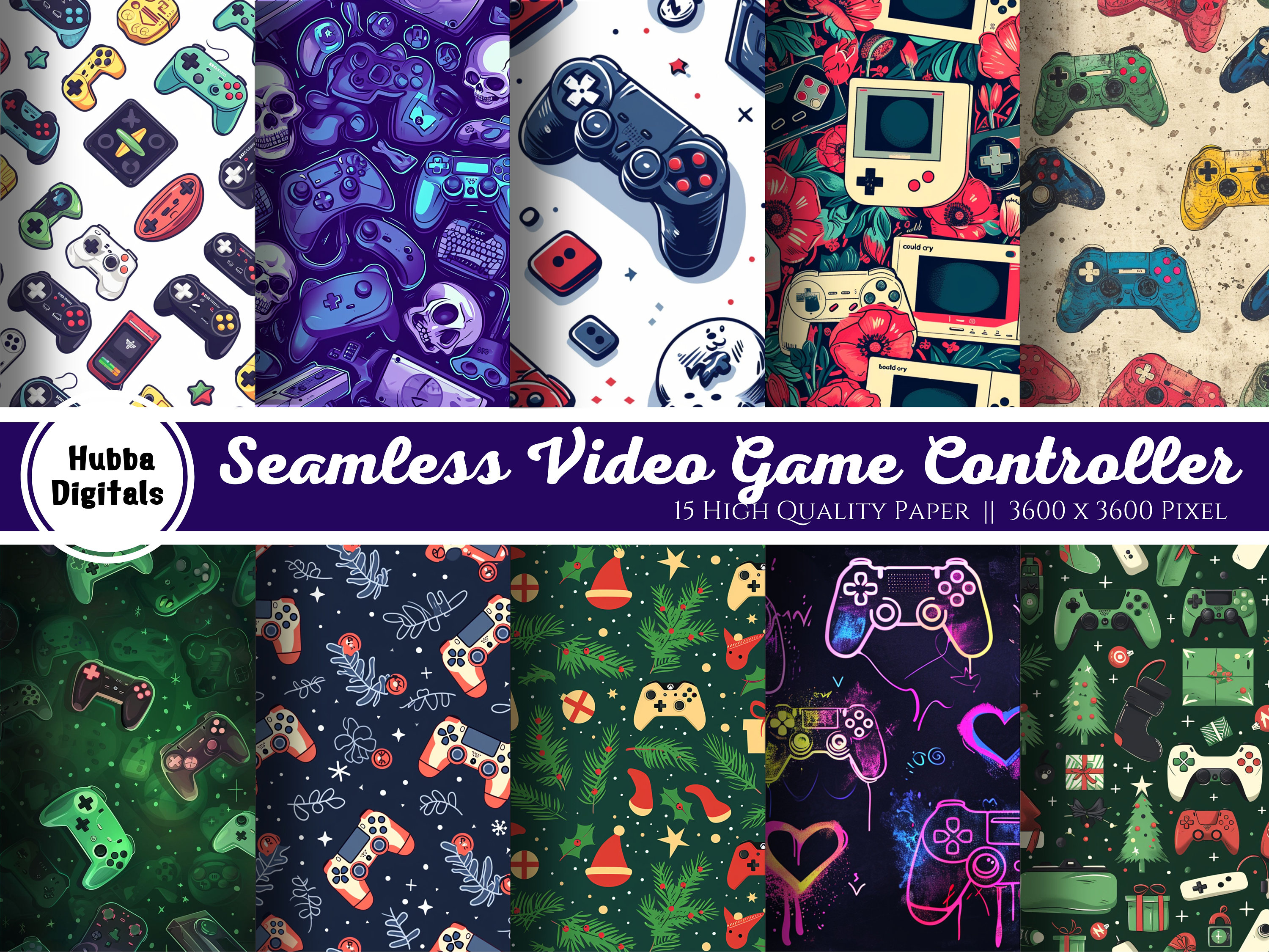 Seamless Video Game Controller, Digital Scrapbook Paper, Patterns ...