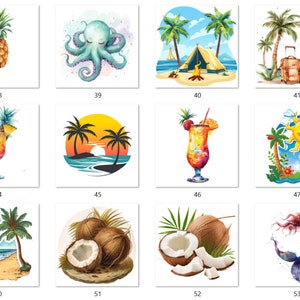 Sunny Beach Day Clipart Bundle, Watercolor Summer, Cute Undersea ...