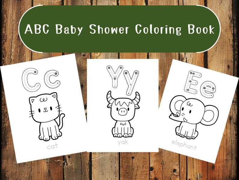 ABC Baby Shower Coloring Book, Baby's First ABC Book,bears Theme ...