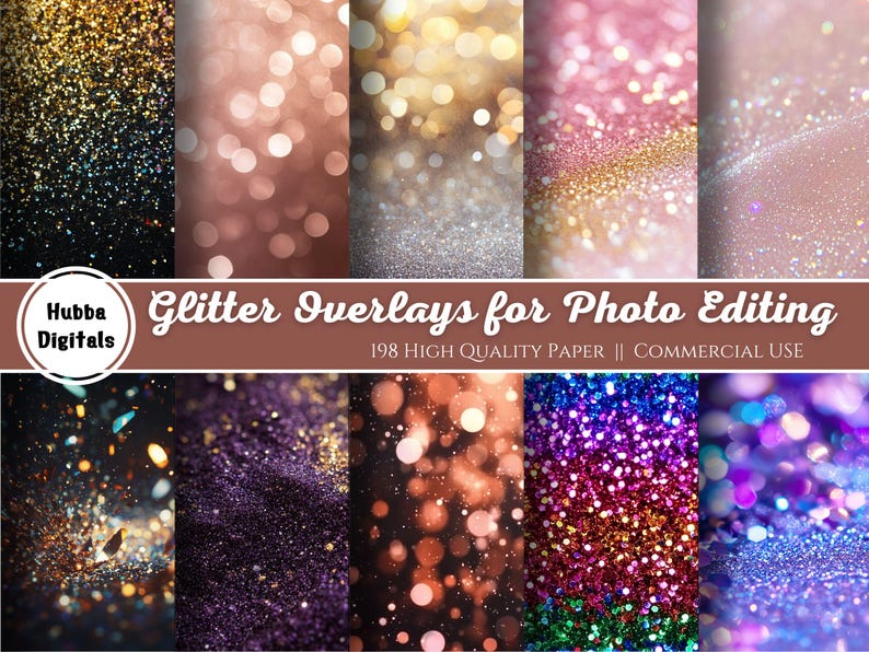 Glitter Overlays for Photo Editing, Gold Bokeh Digital Effect for ...