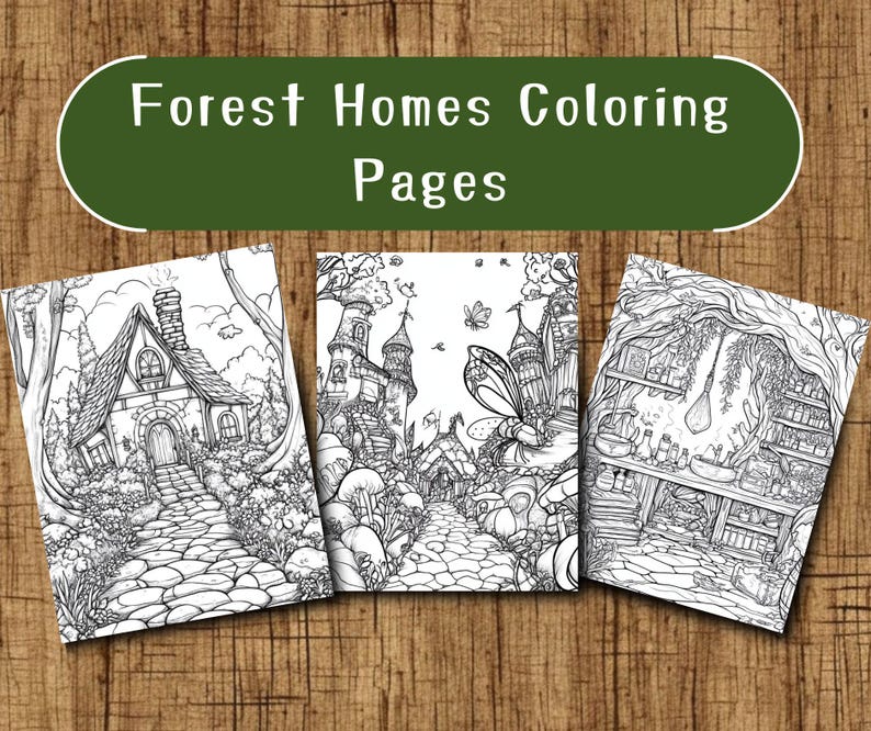 80 Blooming Forest Homes Coloring Pages, Kids Adults, Instant Download ...