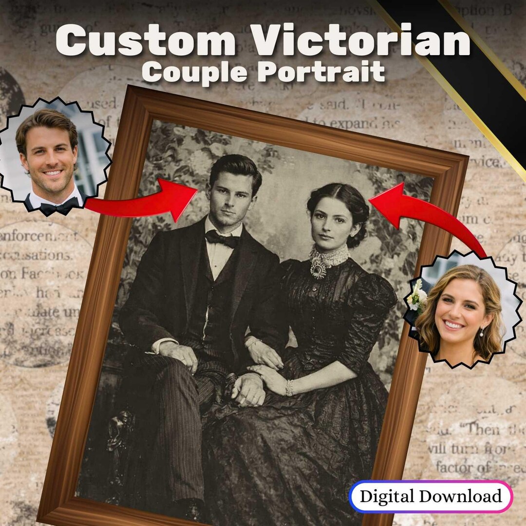 Custom Victorian Couple Portrait|elegant Historical Art | Digital ...