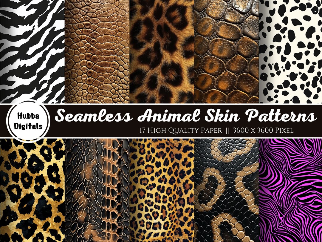 Classic Animal Print Digital Paper, 17 Seamless Animal Skin Patterns ...