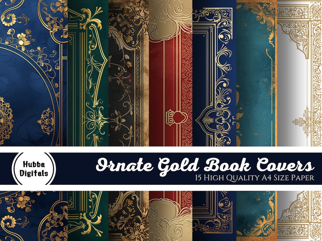 Ornate Gold Book Covers, 15 Printable Decorative Gilded Book Covers, 8. ...