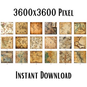 Antique Maps Digital Paper, 24 Vintage Maps, World Map Scrapbook Paper ...