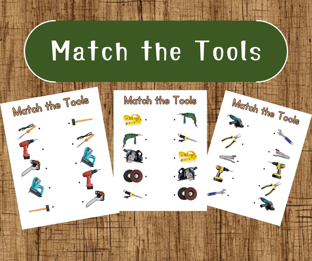 Printable Matching Worksheets, Match the Tools, Kindergarten Preschool ...