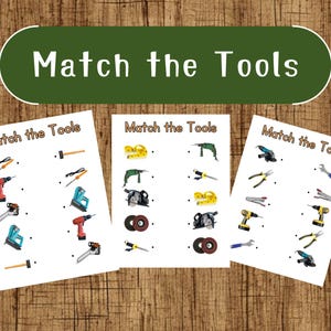 Printable Matching Worksheets, Match the Tools, Kindergarten Preschool ...