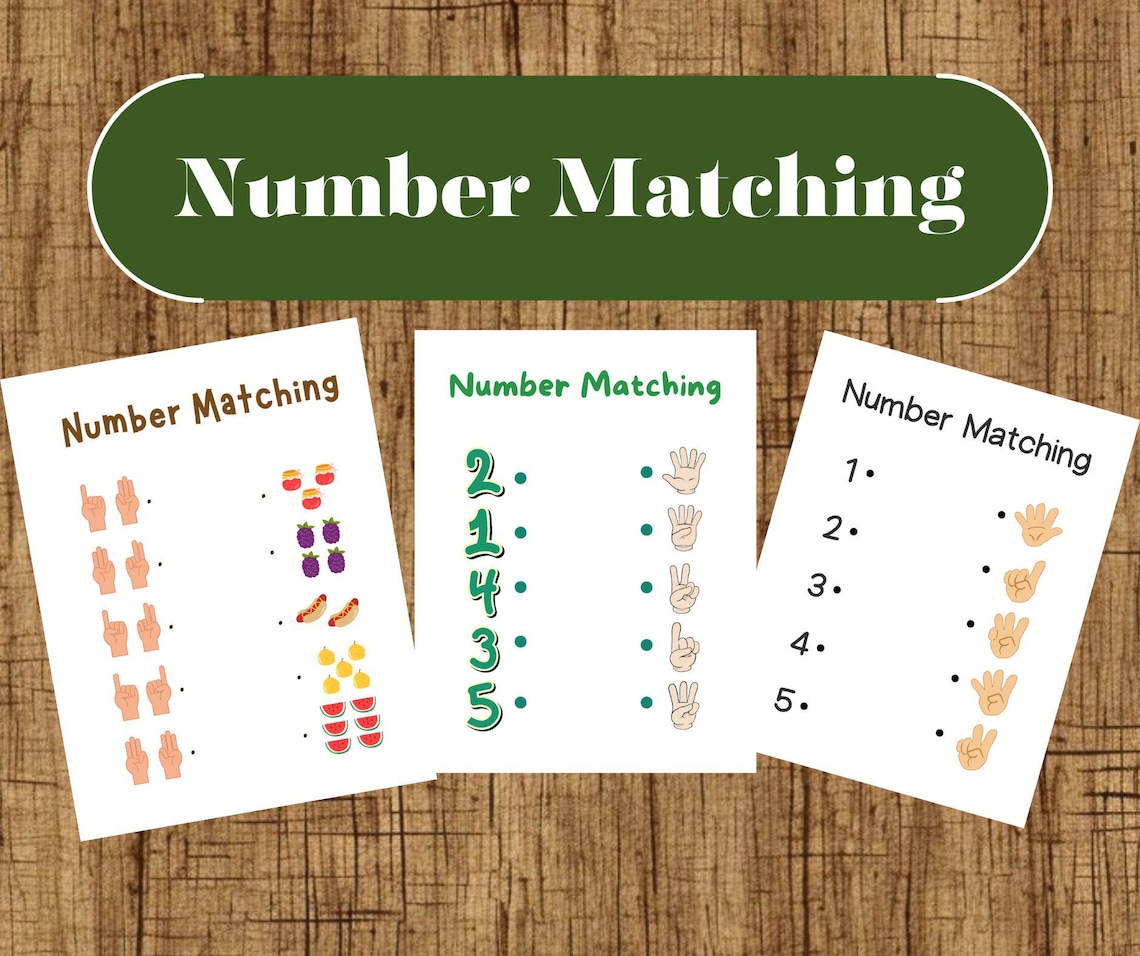 Printable Matching Worksheets, Match the Number, Kindergarten Preschool ...