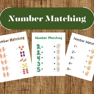 Printable Matching Worksheets, Match the Number, Kindergarten Preschool ...