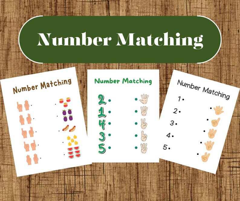 Printable Matching Worksheets, Match the Number, Kindergarten Preschool ...