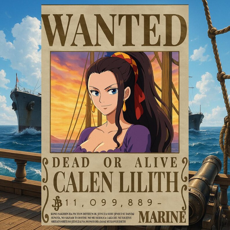 Custom Anime Portrait , Custom Anime Wanted Poster, Personalized Pirate ...