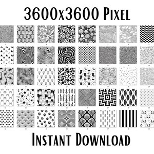 Black and White Doodle Digital Paper Pack| 50 Patterns Scrapbooking ...