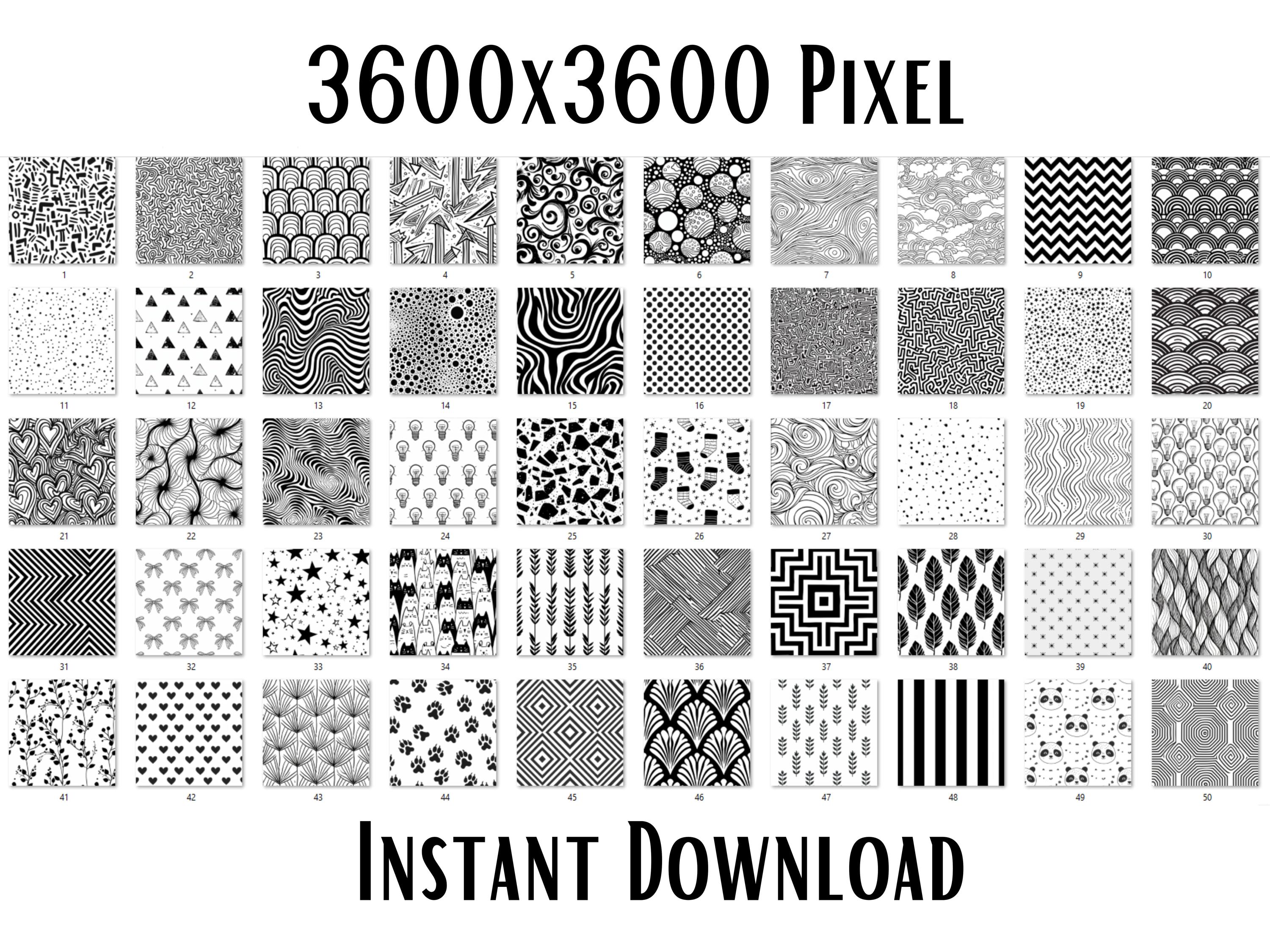Black and White Doodle Digital Paper Pack| 50 Patterns Scrapbooking ...