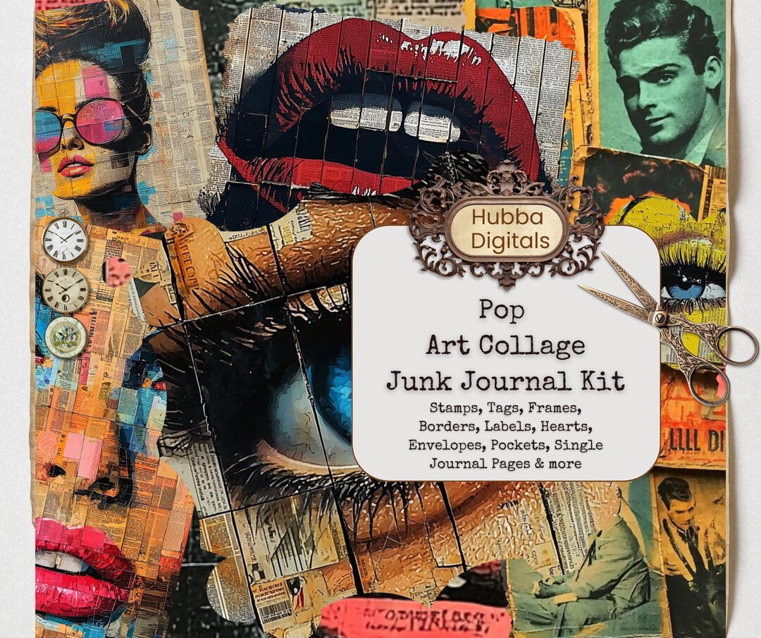 Pop Art Junk Journal, Retro Vintage Collage, Magazines Ephemera ...