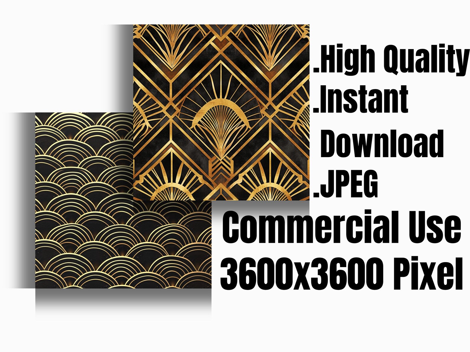 Art Deco Digital Paper, 26 Seamless Retro Art Deco Patterns in Black ...