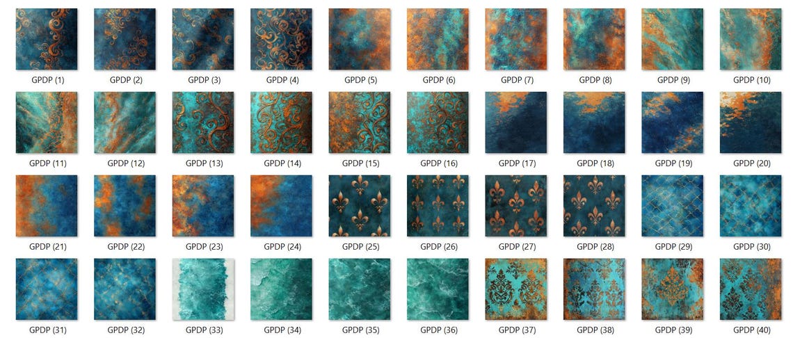 Grunge Patina Digital Paper, Antique Copper Textures, Damask Printable ...