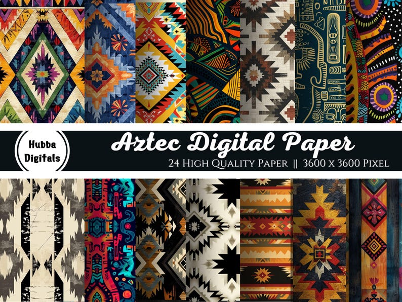 Aztec Digital Paper, 24 Native American Background Paper, Western ...