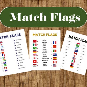 Printable Matching Worksheets, Match the Flag, Kindergarten Preschool ...