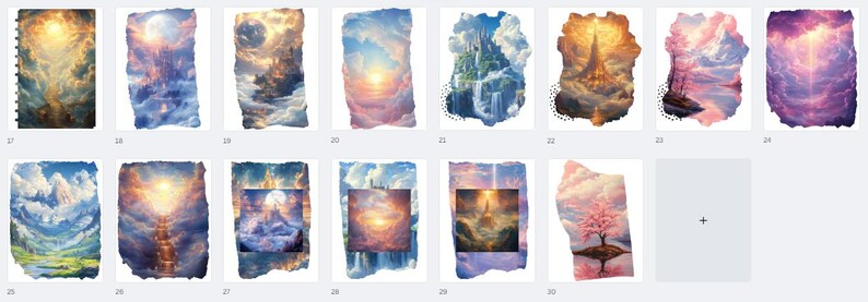 Printable Fantasy Clouds Junk Journal, Cloudy Sky Background, Sky ...