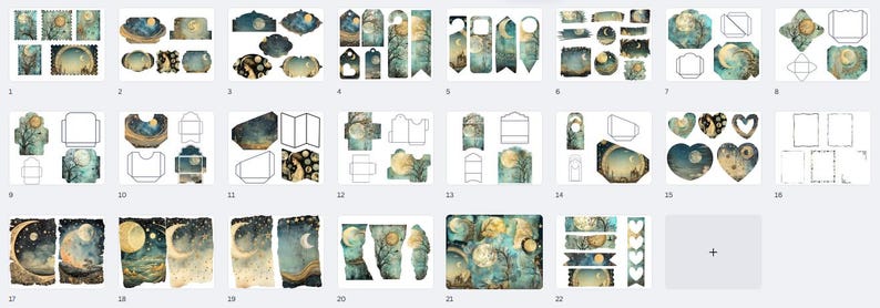 Moonlight Junk Journal Kit, Digital Printable Kit, Moon and Sun ...