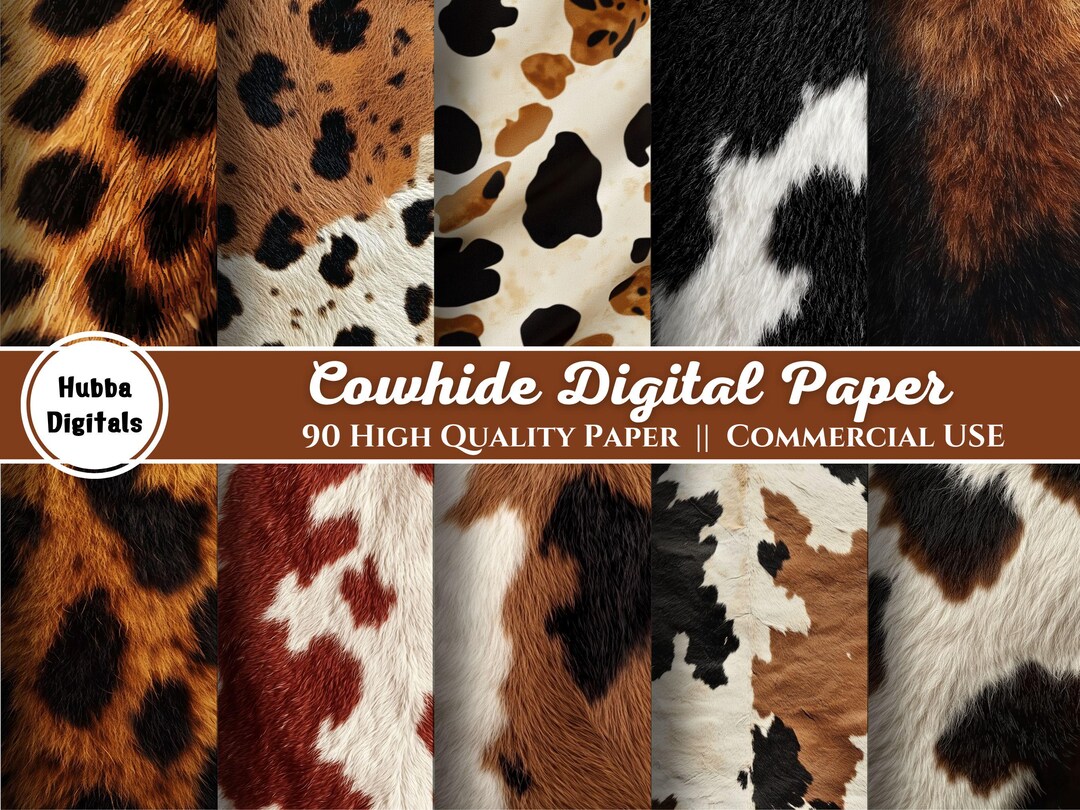 Cowhide Digital Paper, Cowhide Leather Textures Digital Paper, Western ...