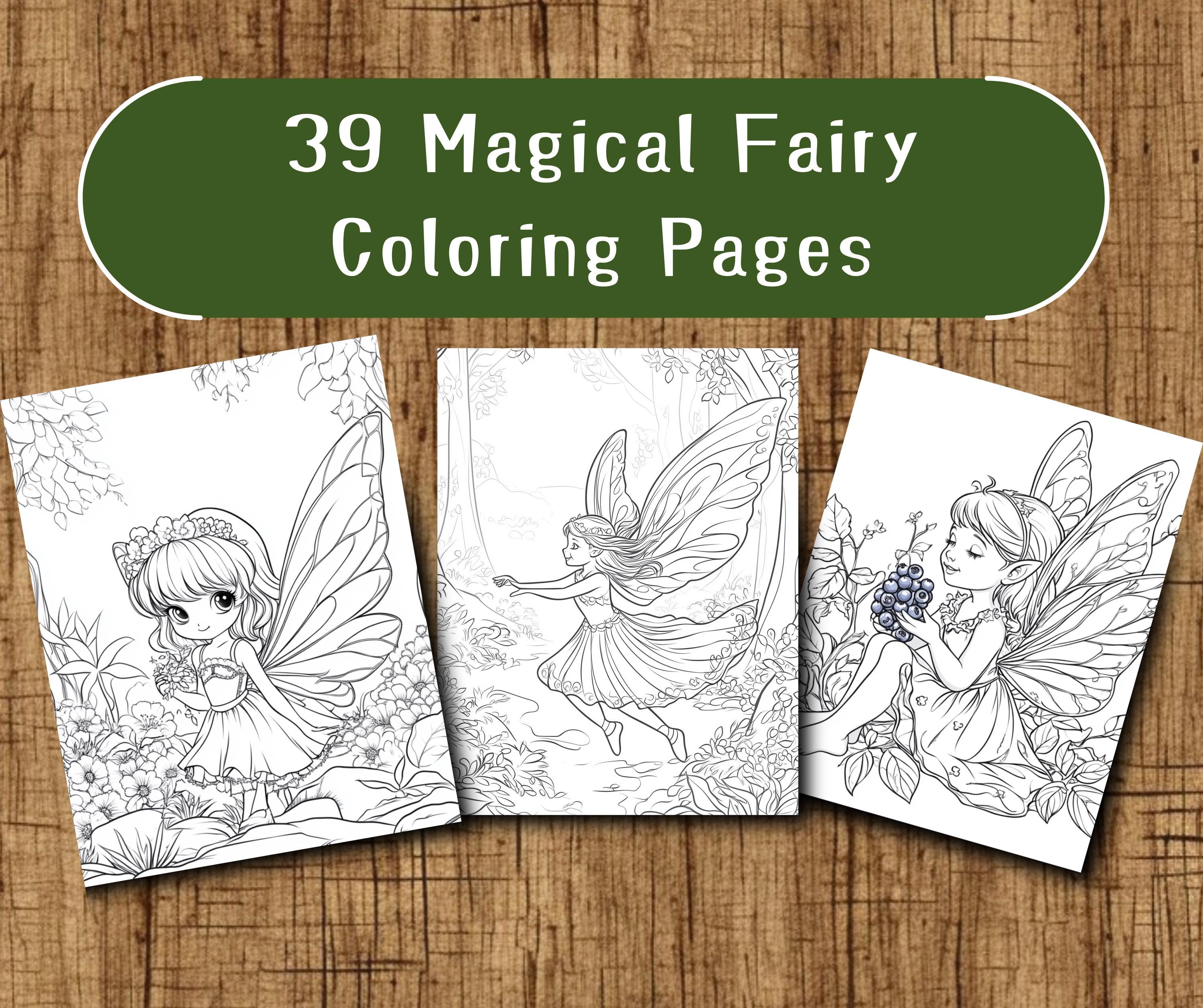 39 Enchanted Fairy Coloring Pages, Adult and Kids Coloring Book ...