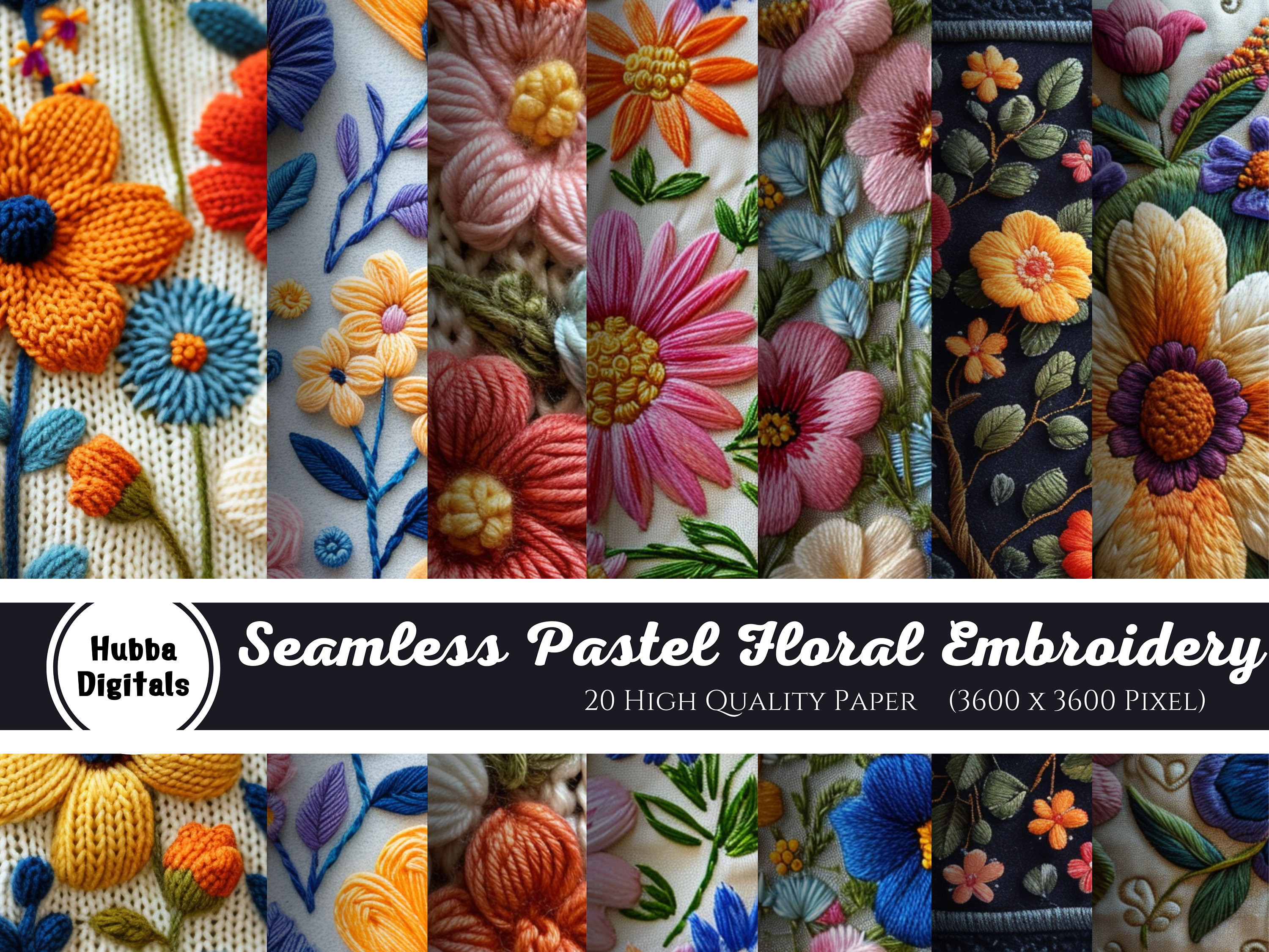 Seamless Pastel Floral Embroidery| Whimsical Seamless Patterns ...