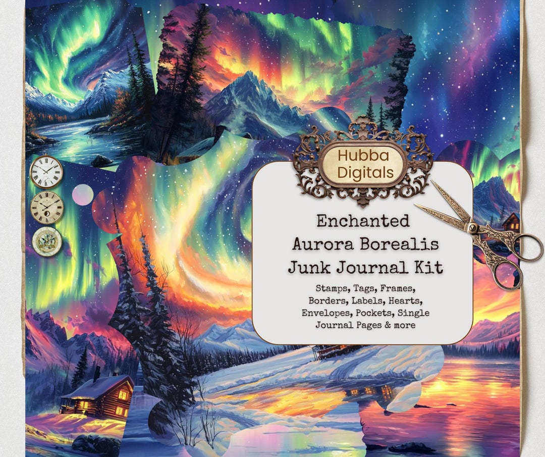 Printable Enchanted Aurora Borealis Junk Journal, Northern Lights ...