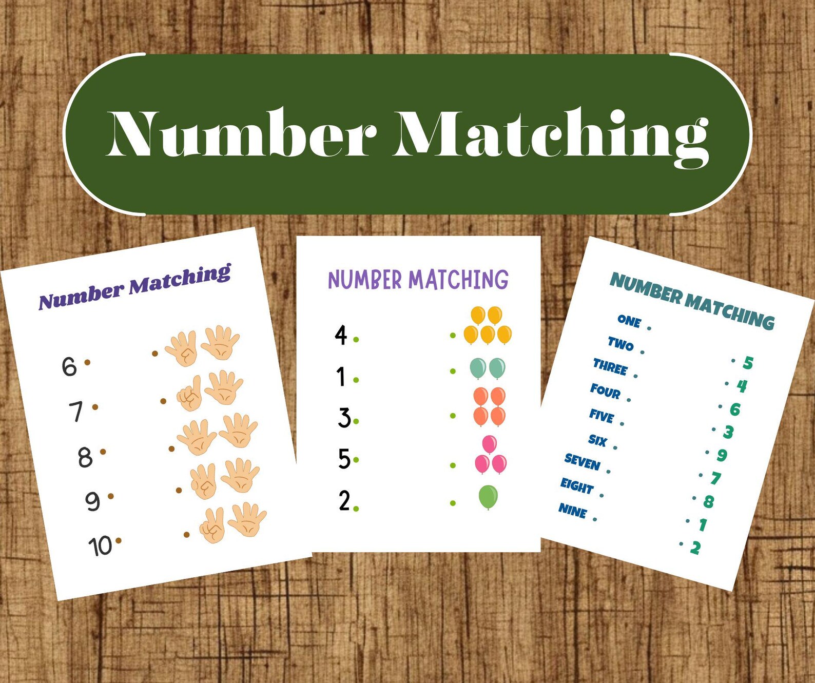 Printable Matching Worksheets, Match the Number, Kindergarten Preschool ...