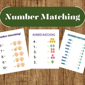 Printable Matching Worksheets, Match the Number, Kindergarten Preschool ...