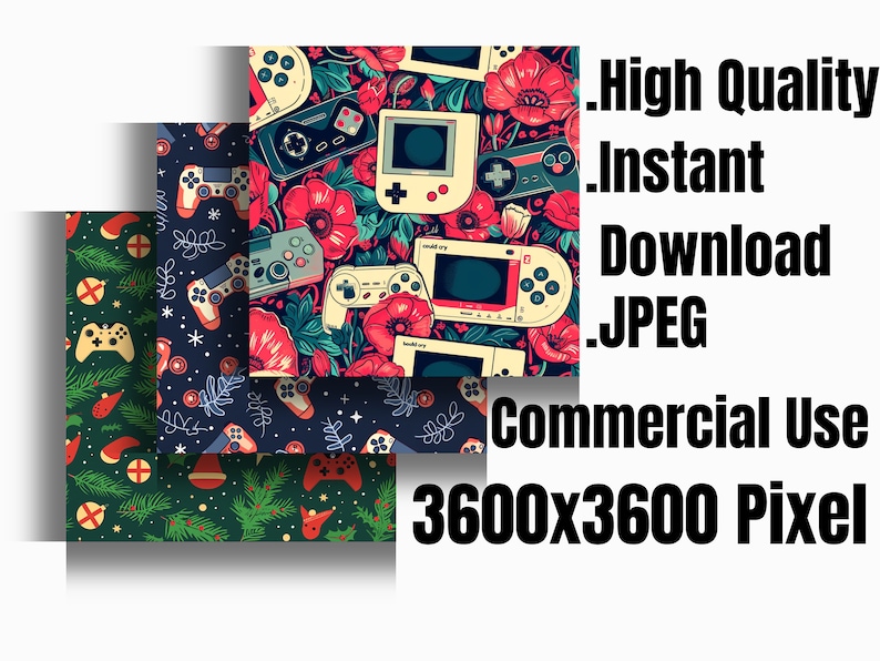 Seamless Video Game Controller, Digital Scrapbook Paper, Patterns ...
