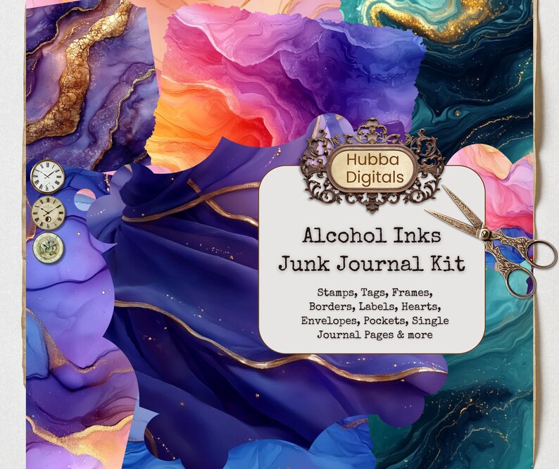 Alcohol Inks Junk Journal Kit, Digital Paper, Seamless Patterns ...