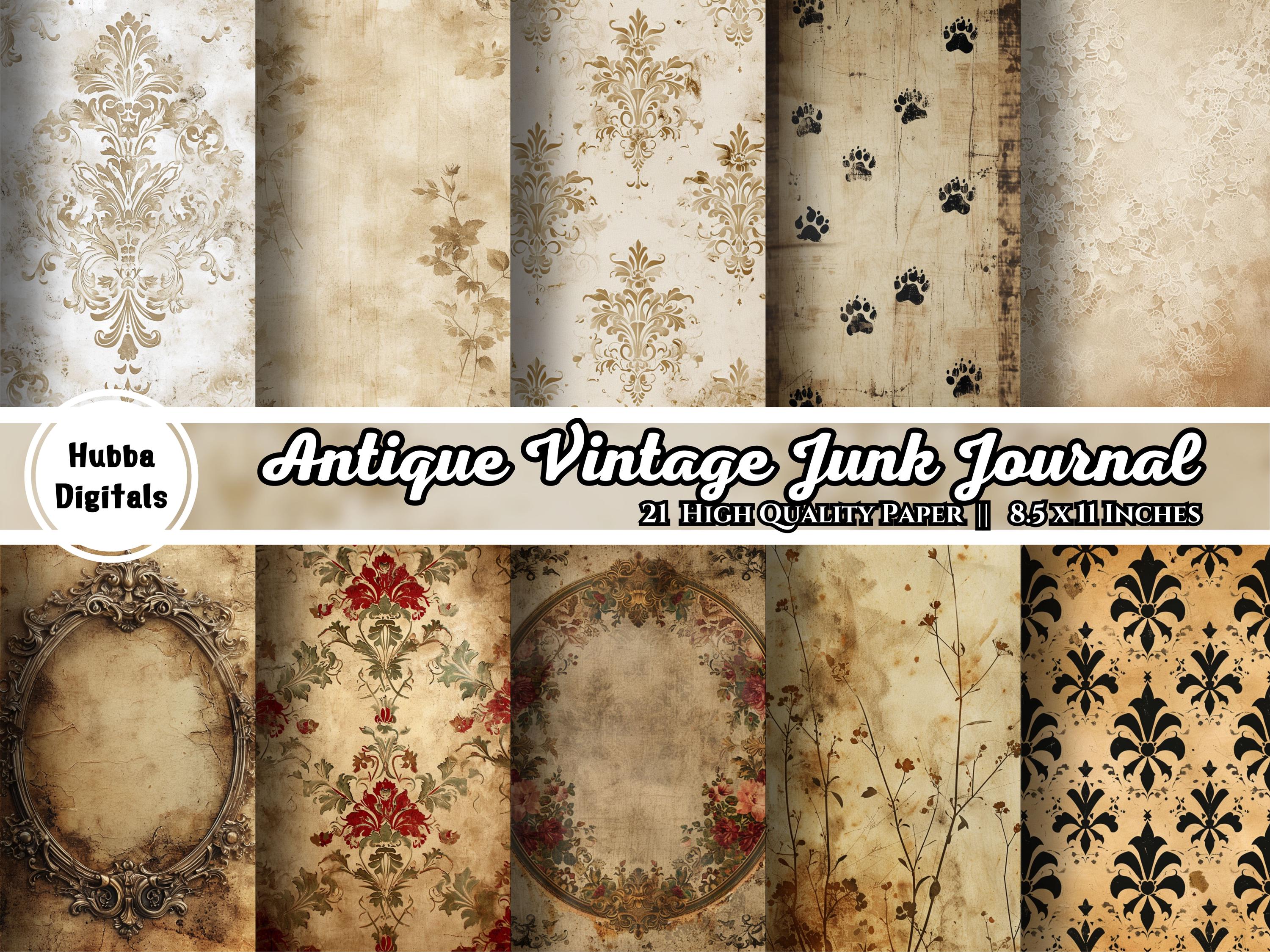 Shabby Vintage Junk Journal| Background Papers| Antique Old Scrapbook ...