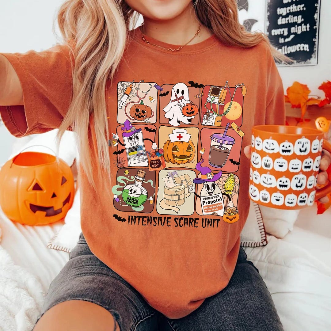 Halloween ICU Shirt ICU Nurse Shirt, Halloween Shirt ICU Crew Nursing ...