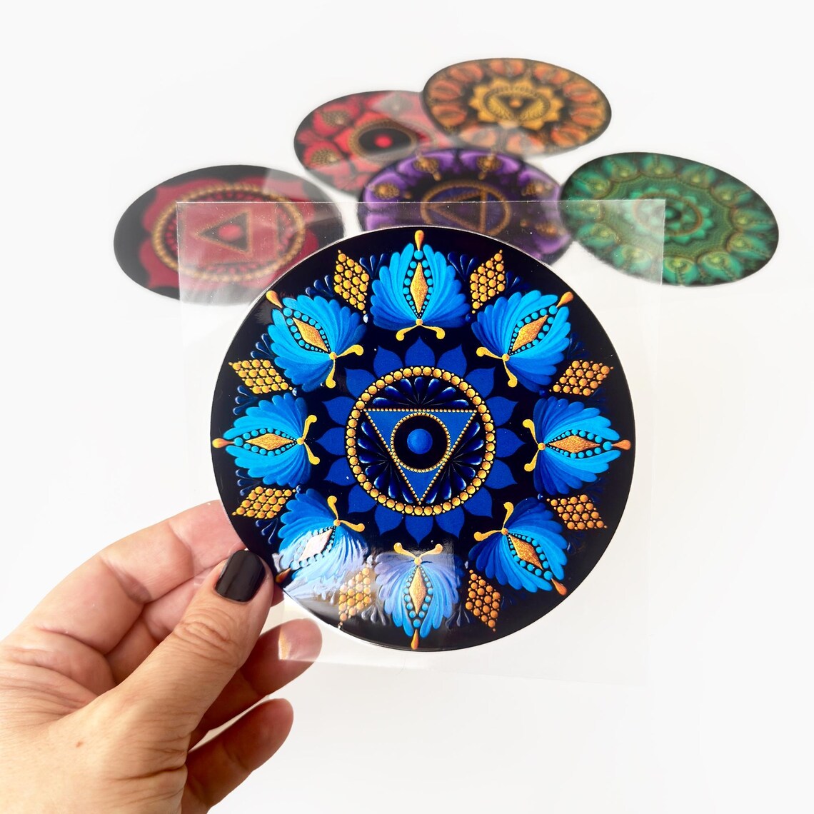 Seven Chakras UV Sticker Set - 5" Round Mandala Decals for Wall Art ...