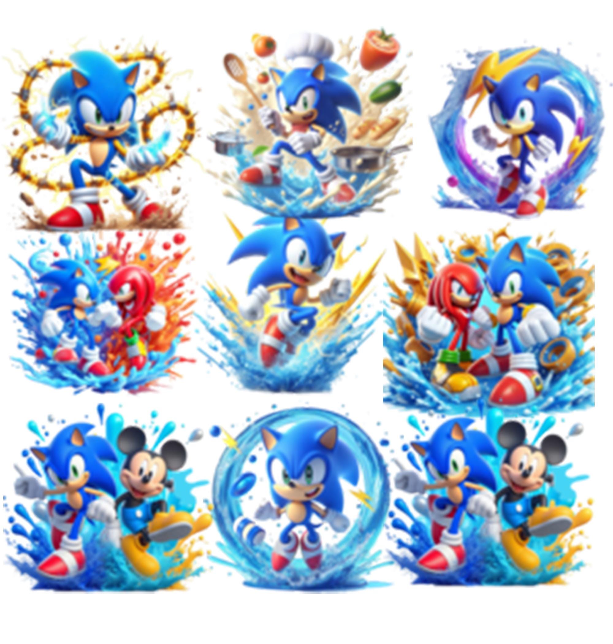 20 Cartoon Sonic Png Bundle, Watercolor and Splatter Styles Png, T ...