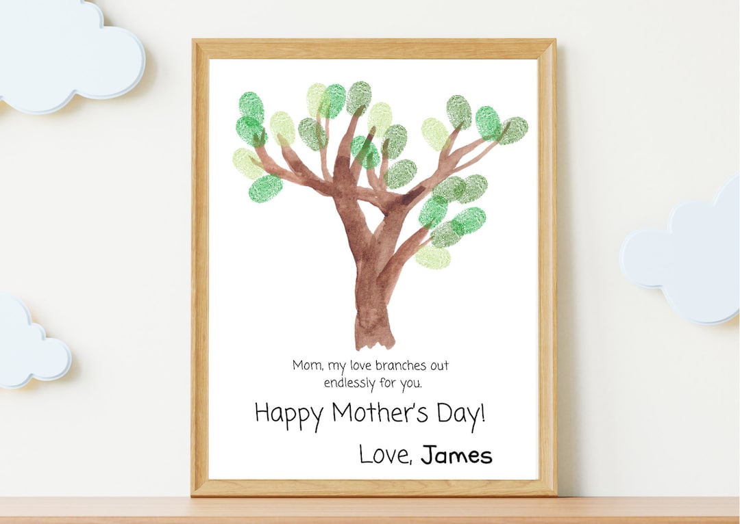 Mother's Day Tree Printable Mothers Day Thumbprint Keepsake Mothers Day ...