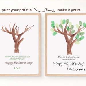 Mother's Day Tree Printable Mothers Day Thumbprint Keepsake Mothers Day ...