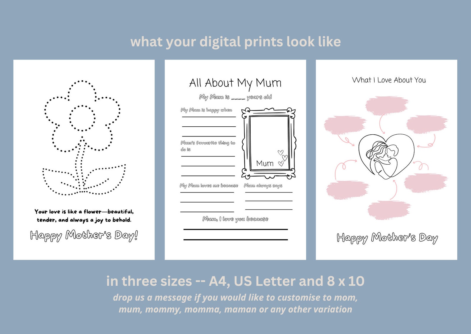 Mother’s Day Printable Colouring Art Bundle| All About My Mom|what I ...