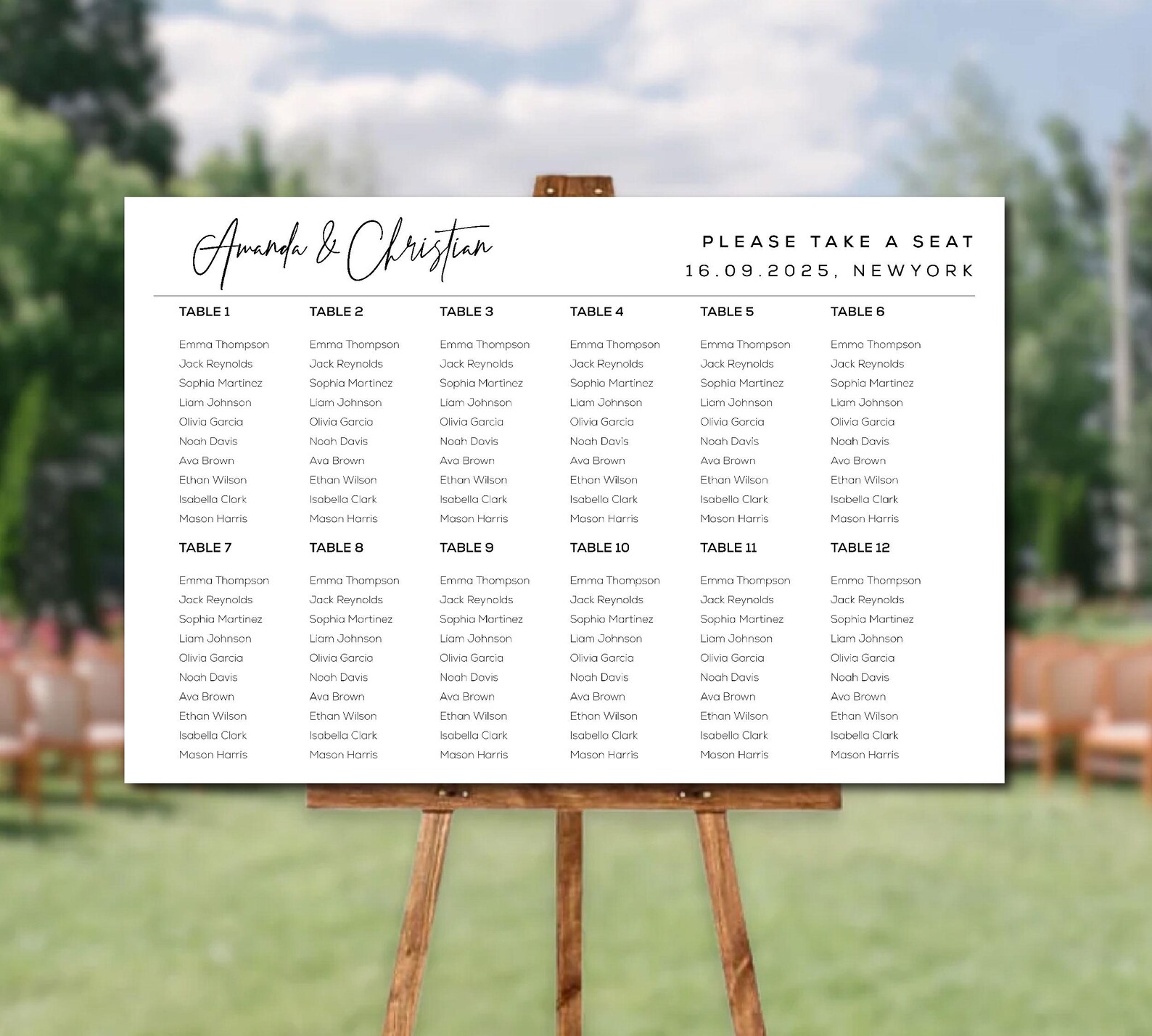 Modern Wedding Seating Chart Template | Minimalist Wedding Seating Plan ...