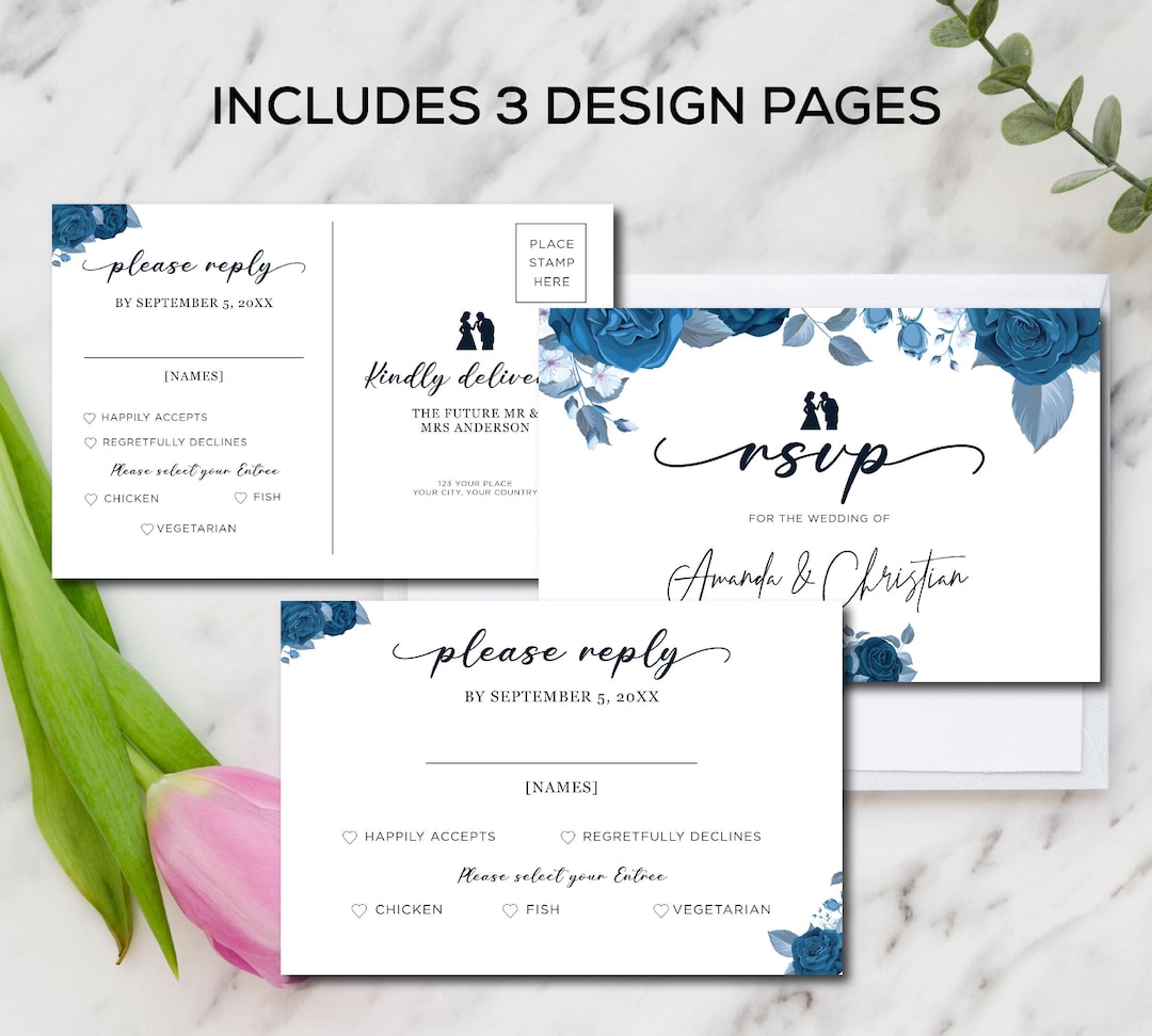 Printable Wedding RSVP Card Template | Modern RSVP Card | Wedding Reply ...