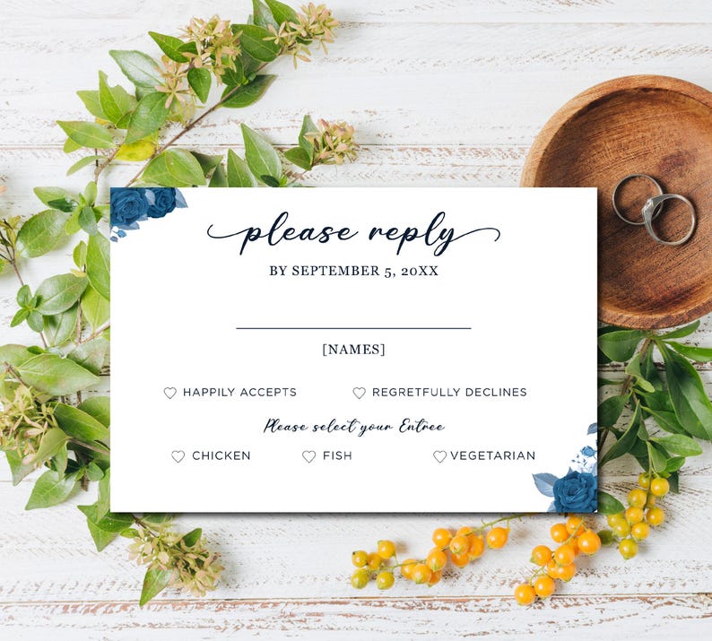 Printable Wedding RSVP Card Template | Modern RSVP Card | Wedding Reply ...